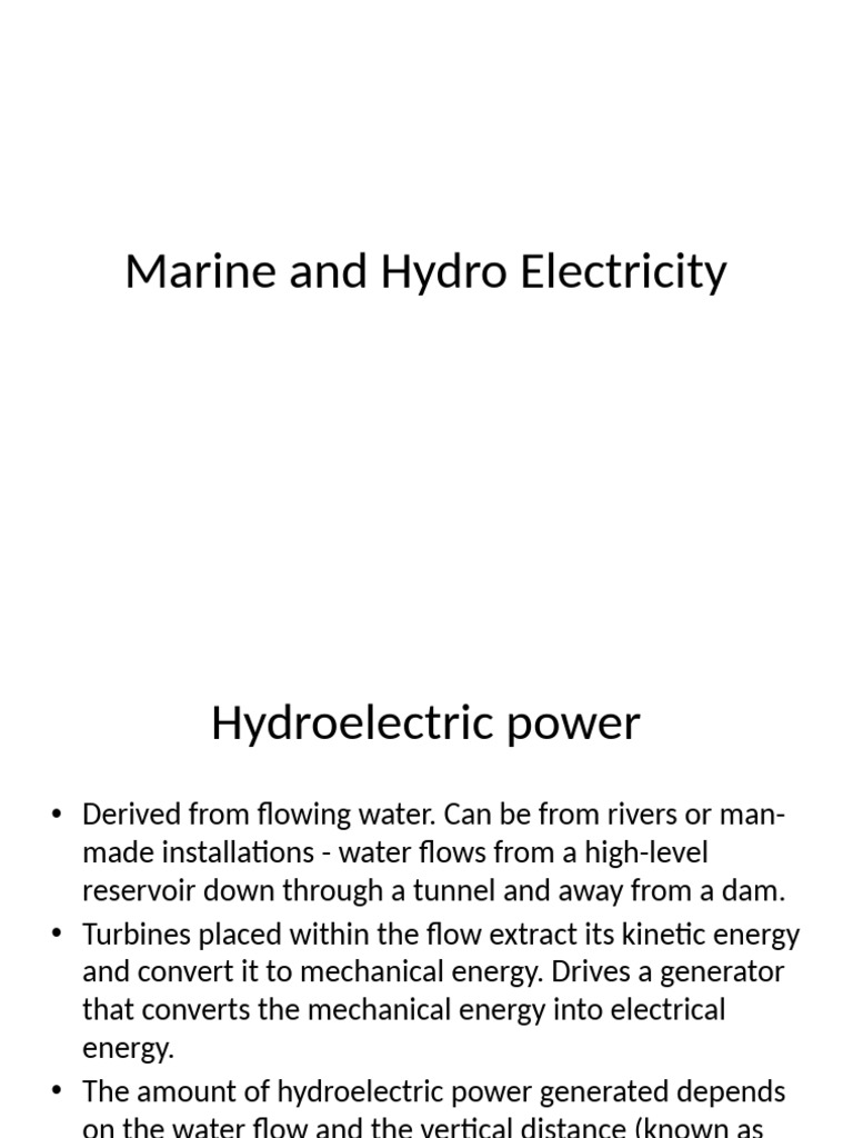 Marine and Hydro | PDF | Hydroelectricity | Power Station