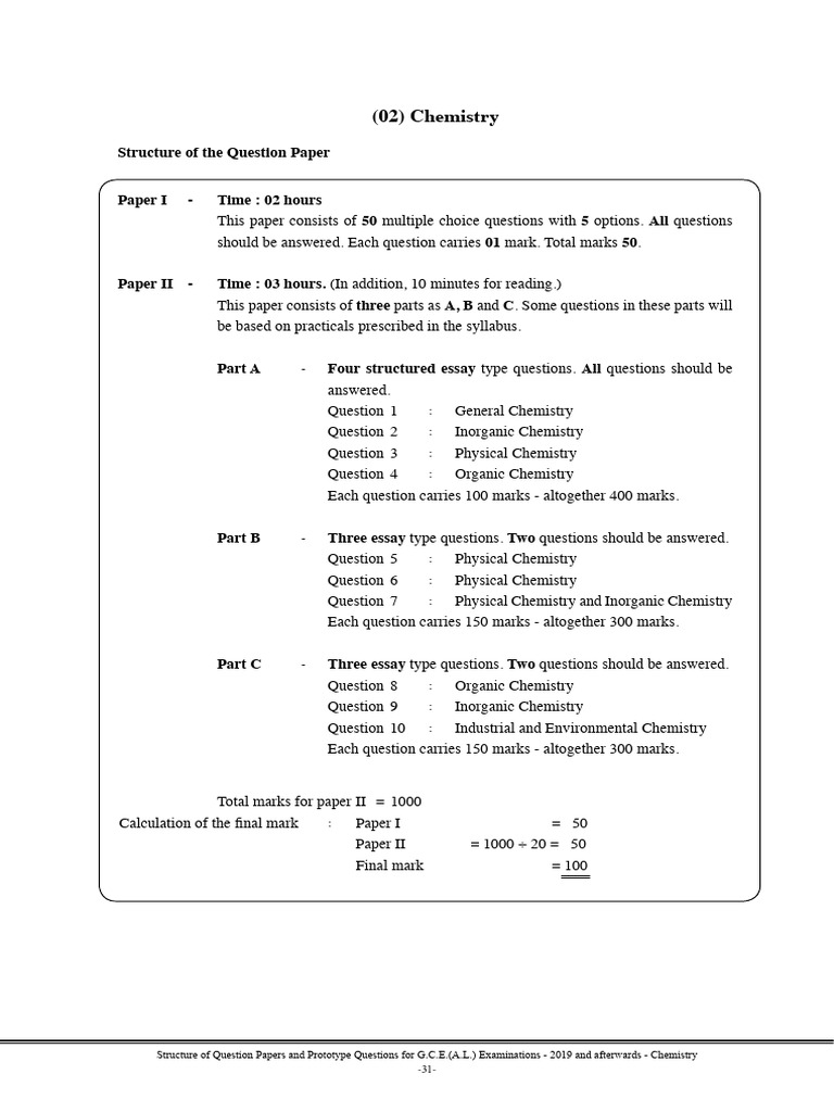 2022 A/L Chemistry Exam Structure | PDF | Chemical Equilibrium ...