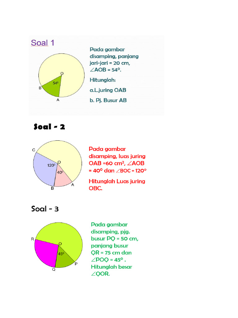 Soal Latihan Luas Juring Dan Panjang Busur | PDF