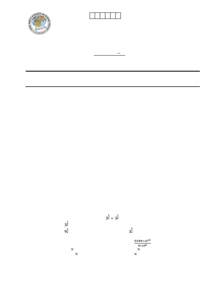 SSC-I Maths Model Paper 2025 | PDF