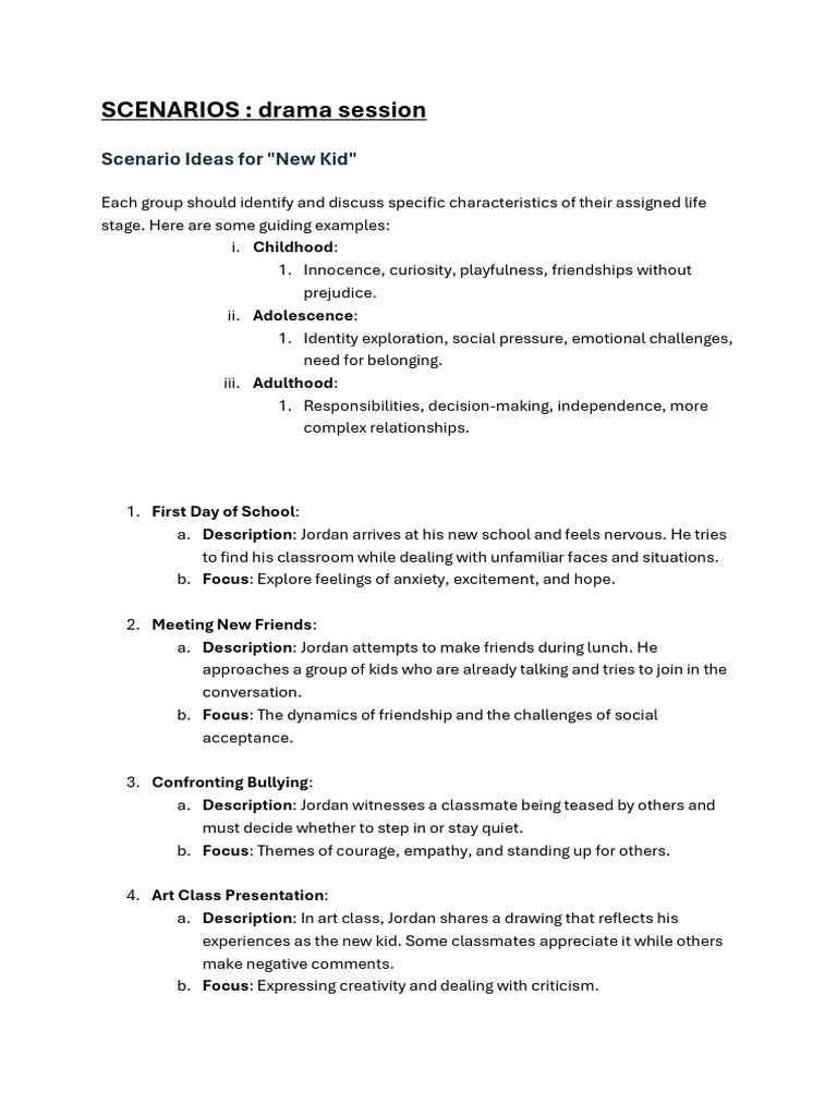 SCENARIOS drama session | PDF | Friendship | Social Psychology