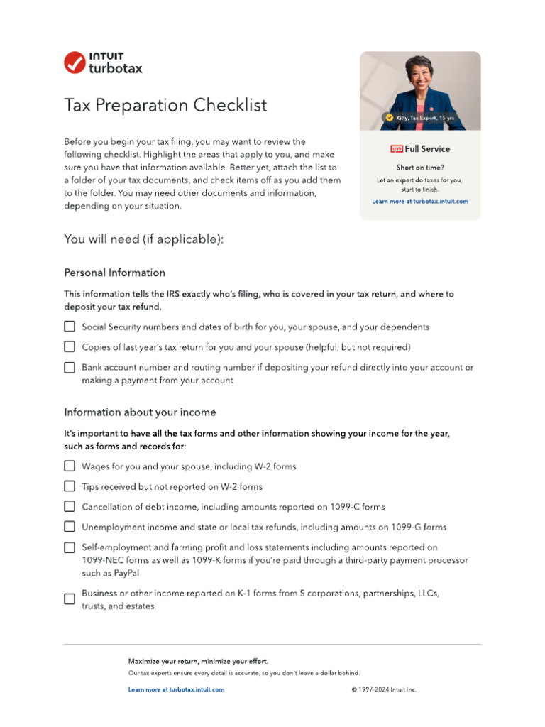 Ty24 Tax Preparation Checklist | PDF | Tax Deduction | Irs Tax Forms