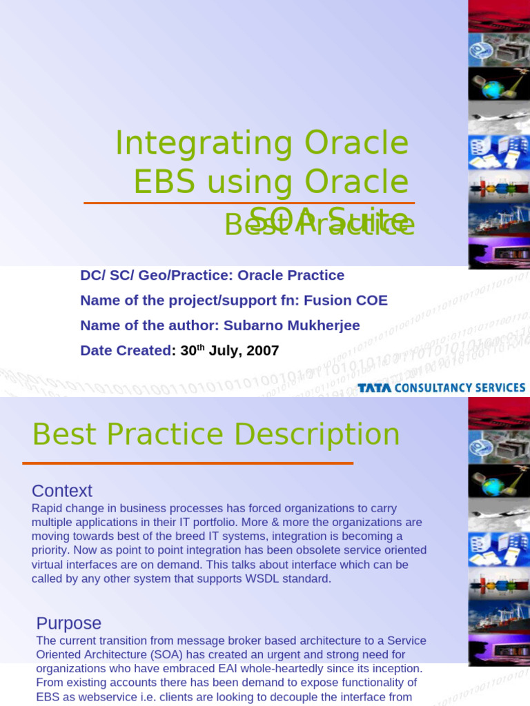TCS Oracle Fusion Integrating EBS Using Oracle SOA Best Practices V1.0 | PDF | Software ...