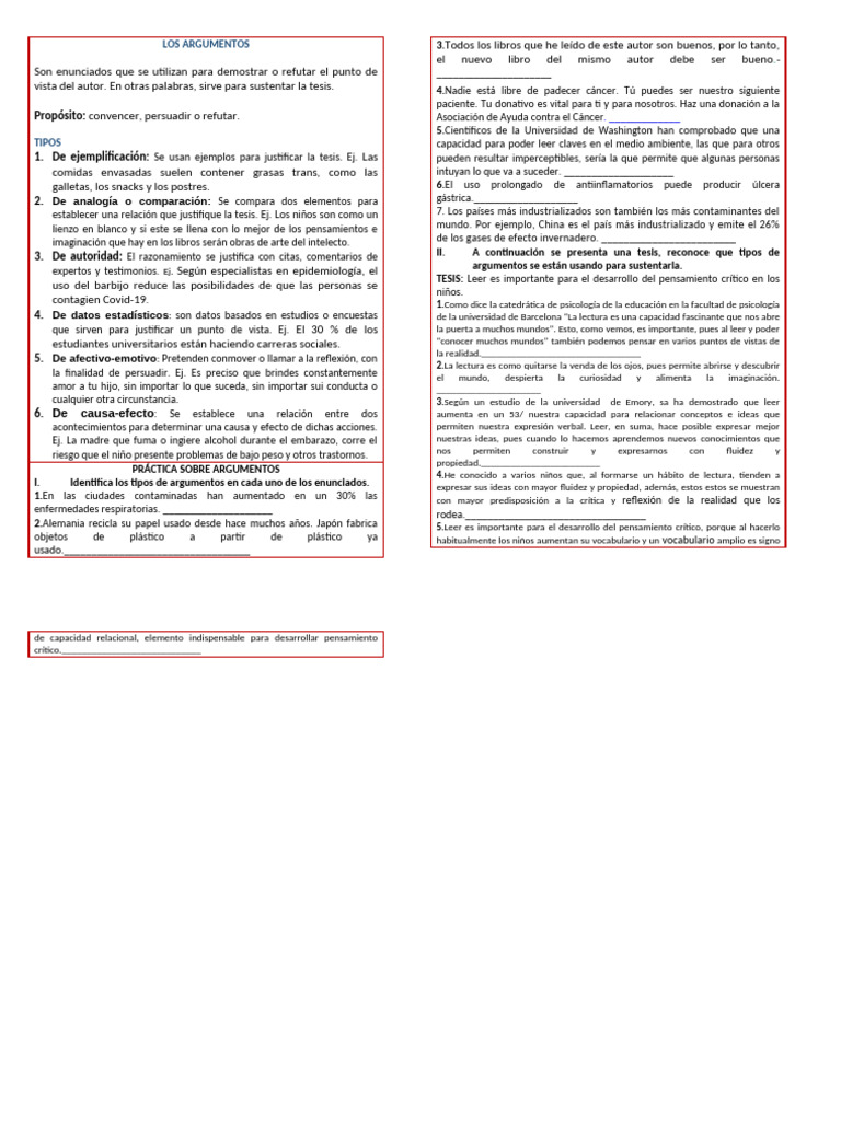 Los Argumentos-Práctica Eda 5 | PDF | Sicología