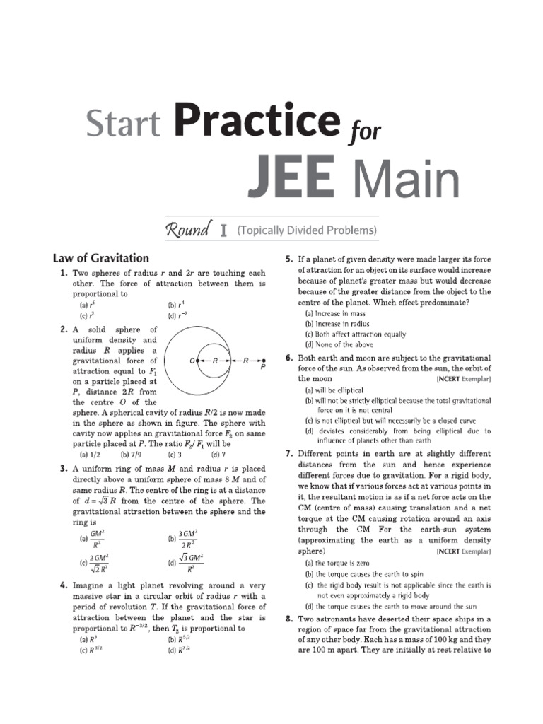 gravitation practice questions with solutions for S-60 | PDF