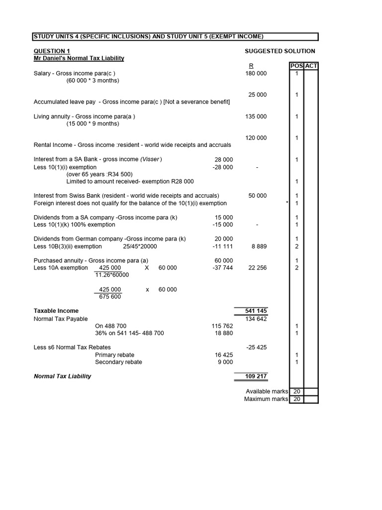 Su 4 and 5 Tut Solutions | PDF | Income | Tax Exemption