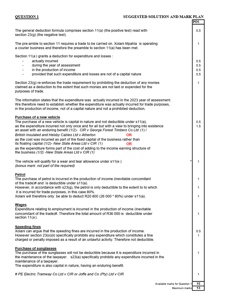 Study Unit 6- TUT Solutions | PDF | Expense | Tax Deduction