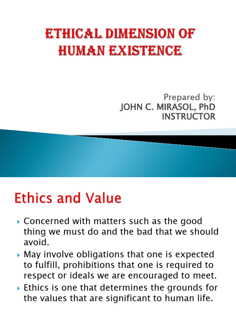 Ethical Dimension of Human Existence 2023 | PDF | Morality | Social Psychology