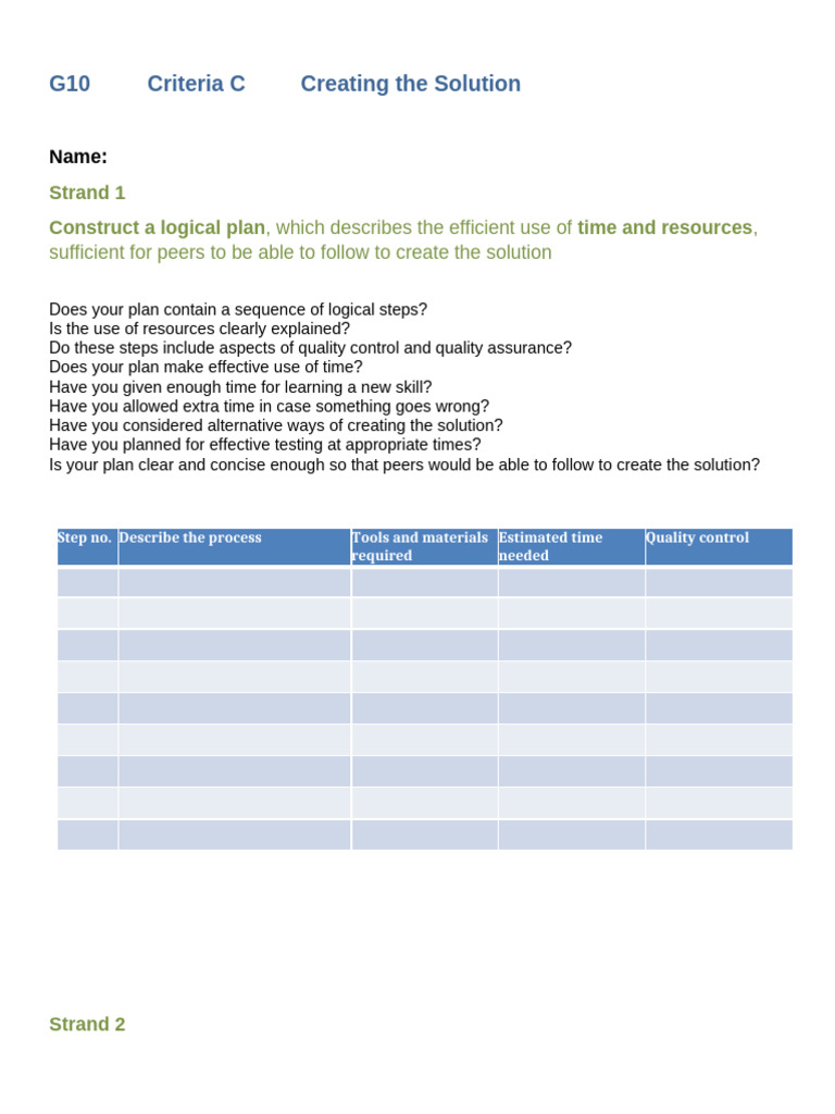 Criteria C Template | PDF