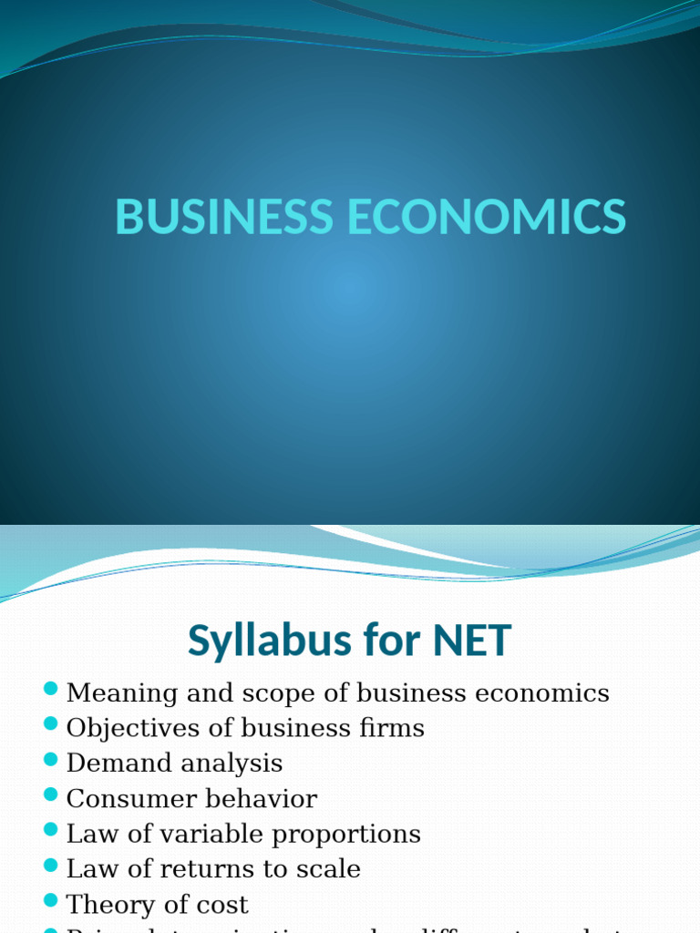 Business Economics Syllabus for NET | PDF | Elasticity (Economics) | Demand