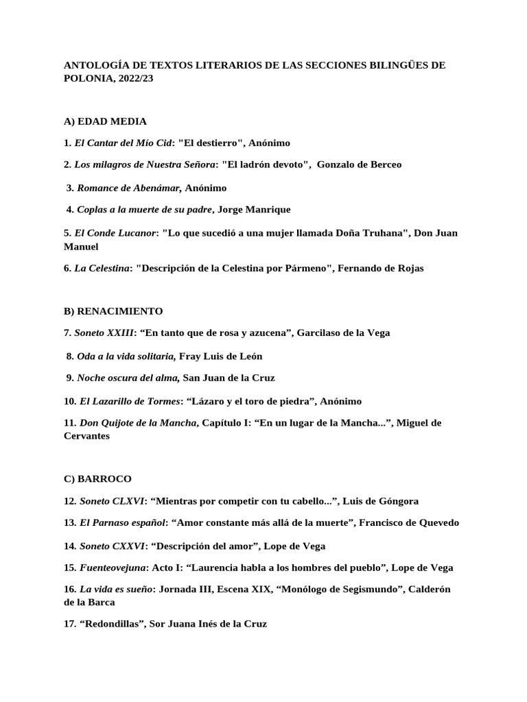 Antología. Fragmentos | PDF | Literatura española