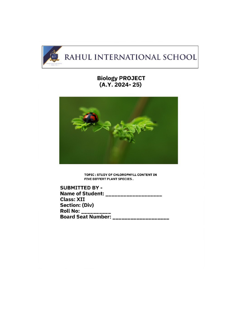 Biology Cover Page | PDF