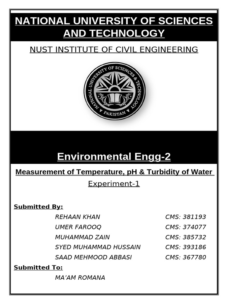 Lab Report 1 Env-Engg | PDF | Ph | Water Quality