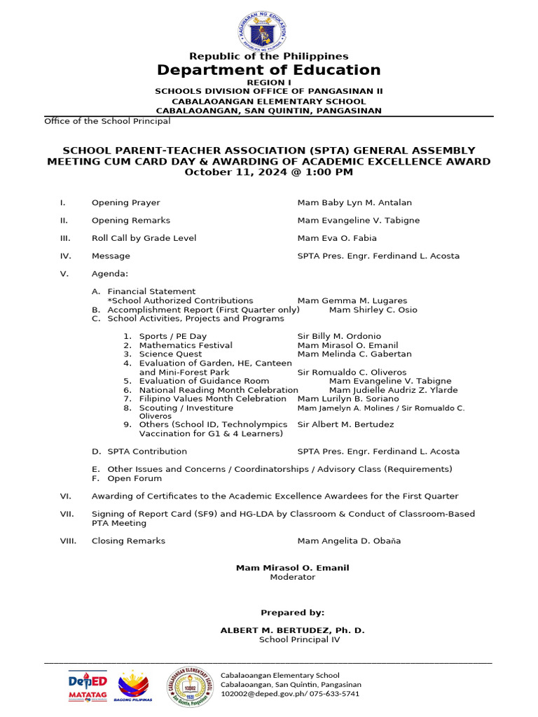 Spta Meeting Program 10-11-2024 | PDF