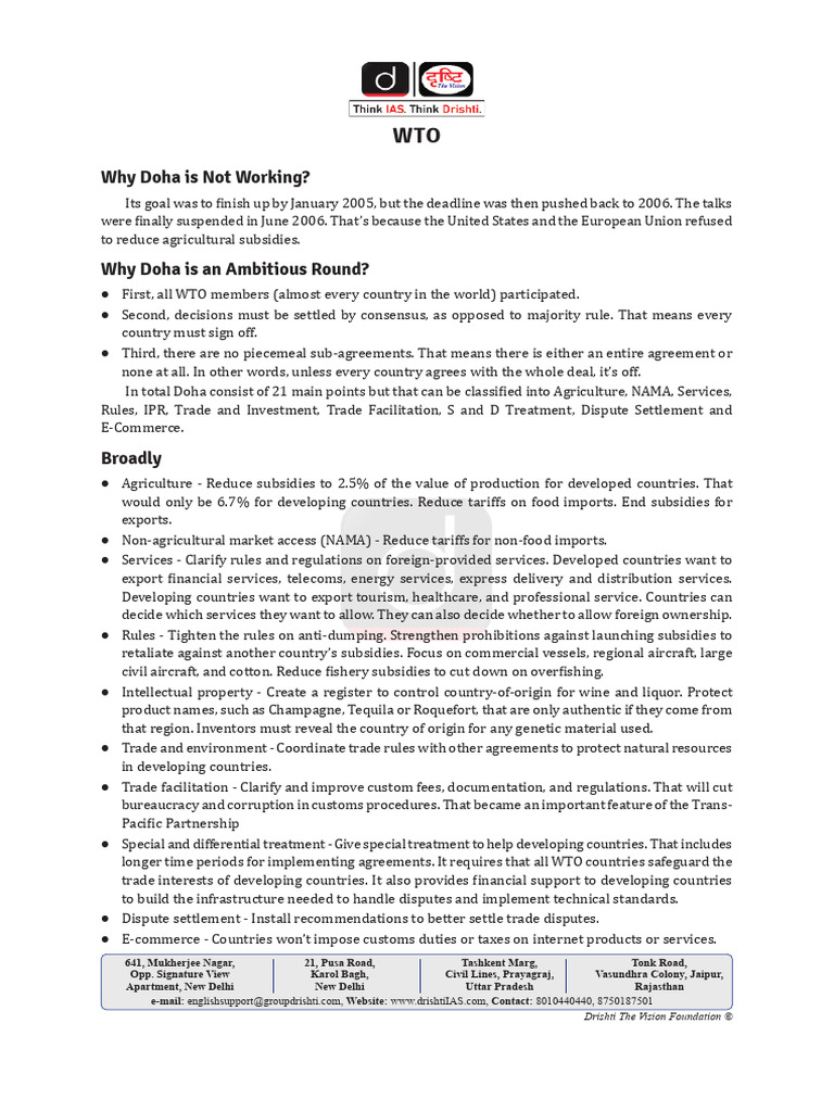 WTO Notes - 2 | PDF | International Development Association | Special ...