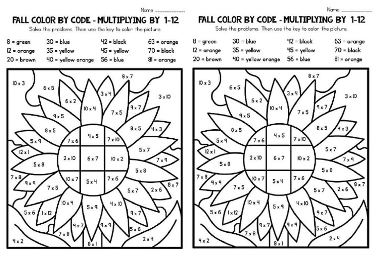 Colorea Multiplicaciones 1 Cifra | PDF
