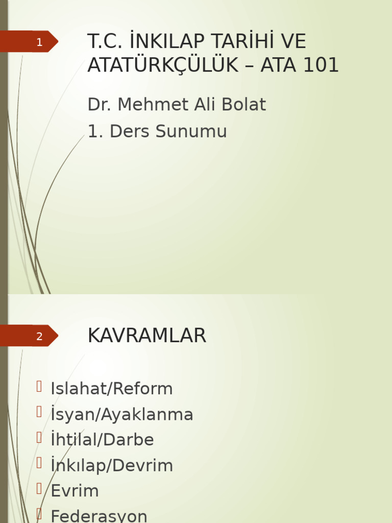 Atatrklkelerivenkilaptarihi 1 Derssunumu | PDF