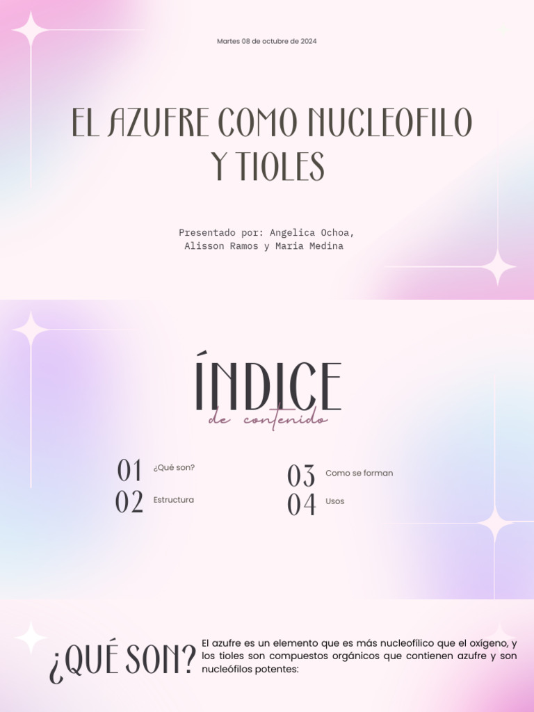 Presentación, Quimica Organica II - 20241008 | PDF | Tiol | Química Orgánica