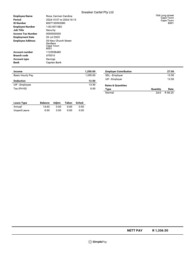 Payslip 2024-10-13 | PDF