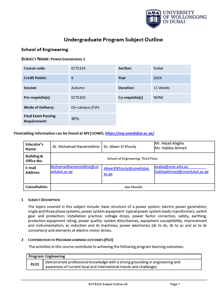 ECTE324 Power Engineering Outline | PDF | Reliability Engineering ...