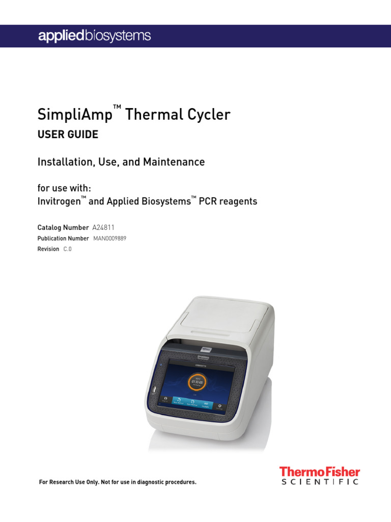 MAN0009889 SimpliAmp ThermalCycler UserGuide | PDF | Polymerase Chain Reaction | Computing