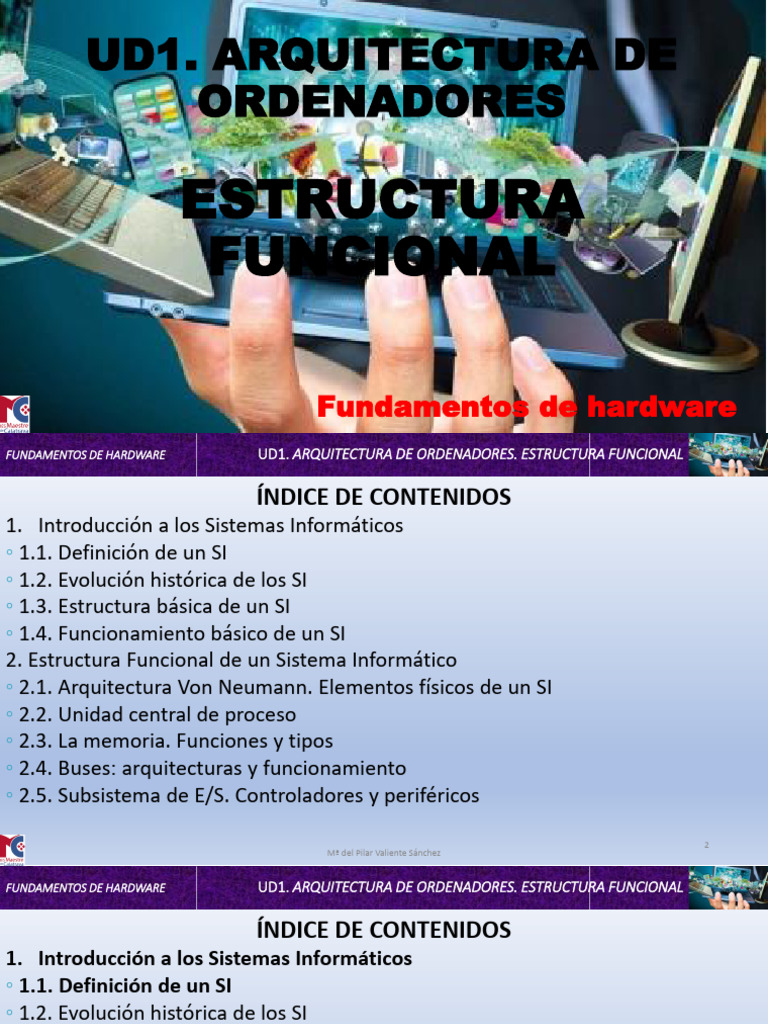 UD1 Presentacion Arquitectura de Ordenadores. Estructura Funcional | PDF | Hardware de la ...
