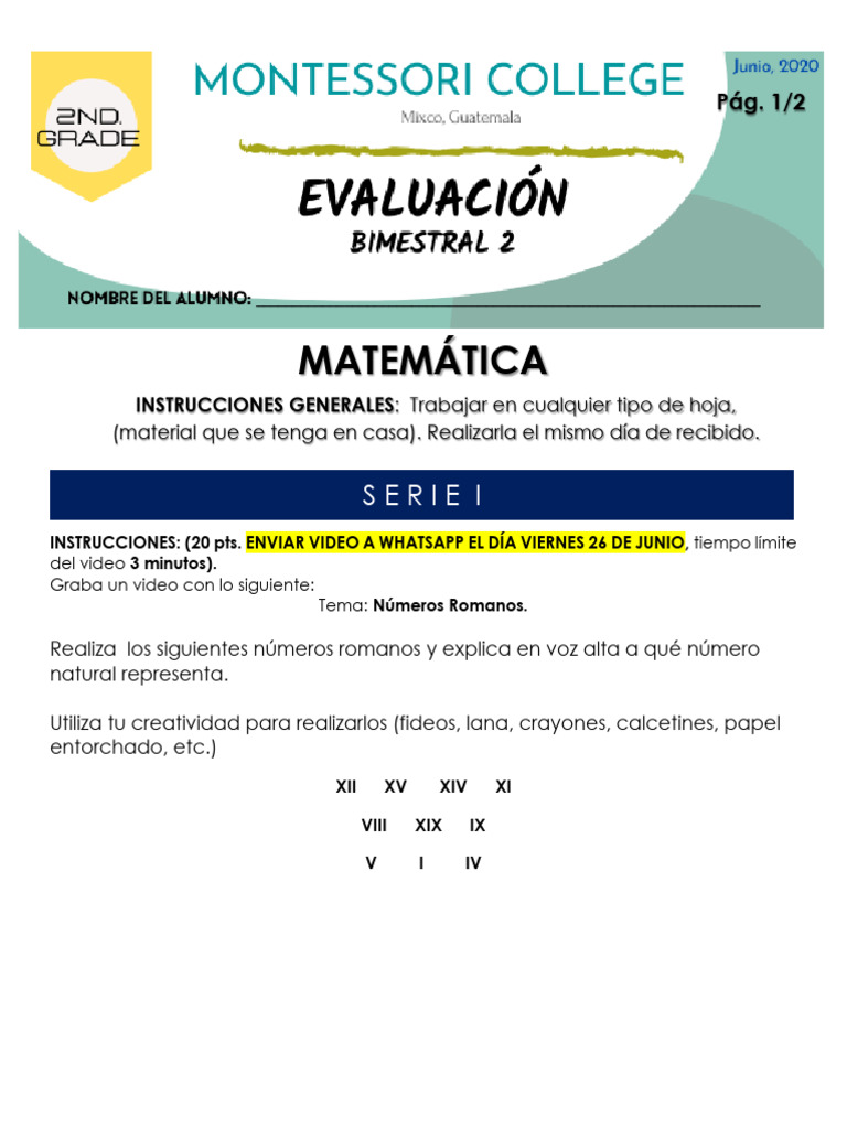 Evaluación Ii - 2ND Grade - Matemática | PDF