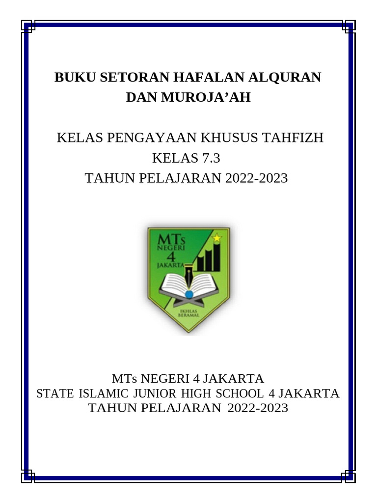 Buku Monitoring Tahfizh Kelas 7.3 | PDF