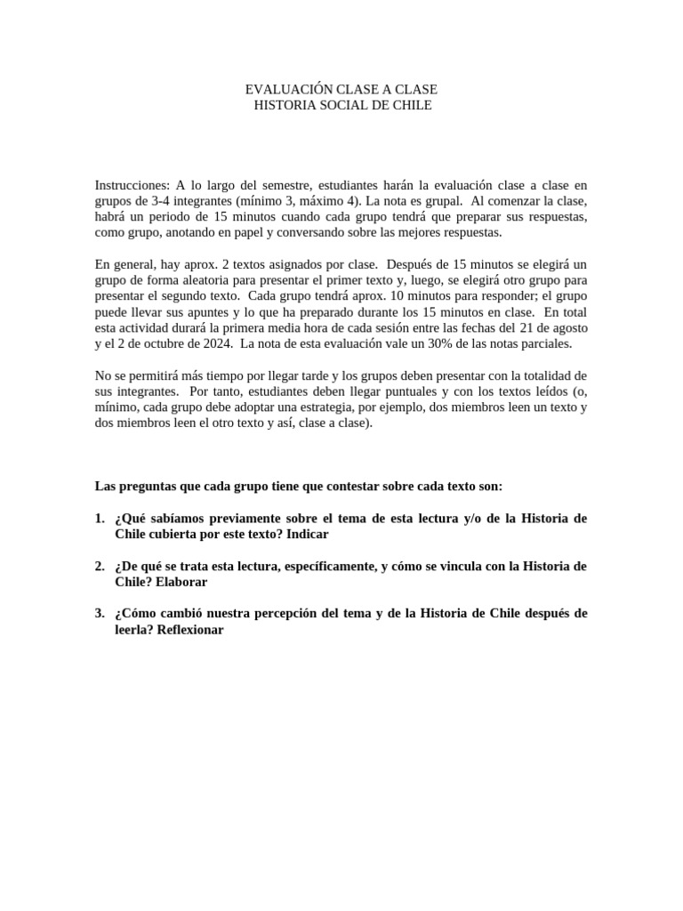 EVALUACI_N_CLASE_A_CLASE_HIST_CHILE_2024 | PDF | Cognición