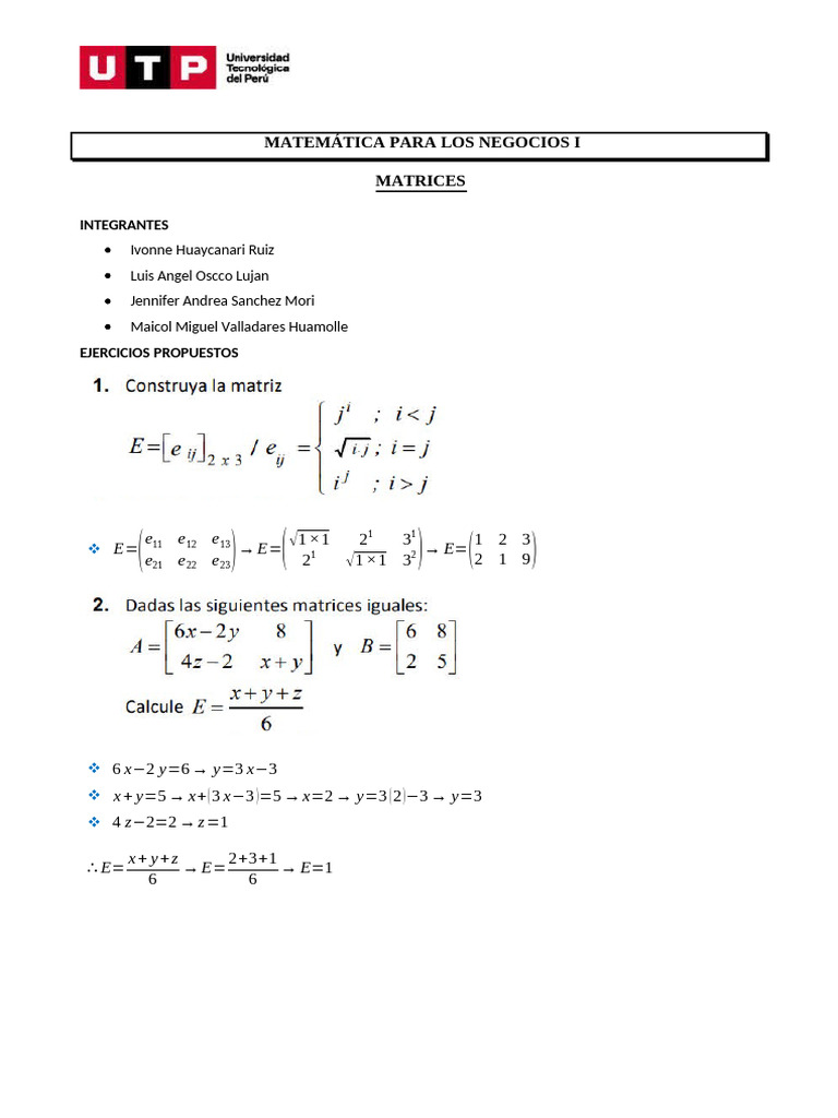 S10 - s1 - Resolver Ejercicios-Matrices | PDF
