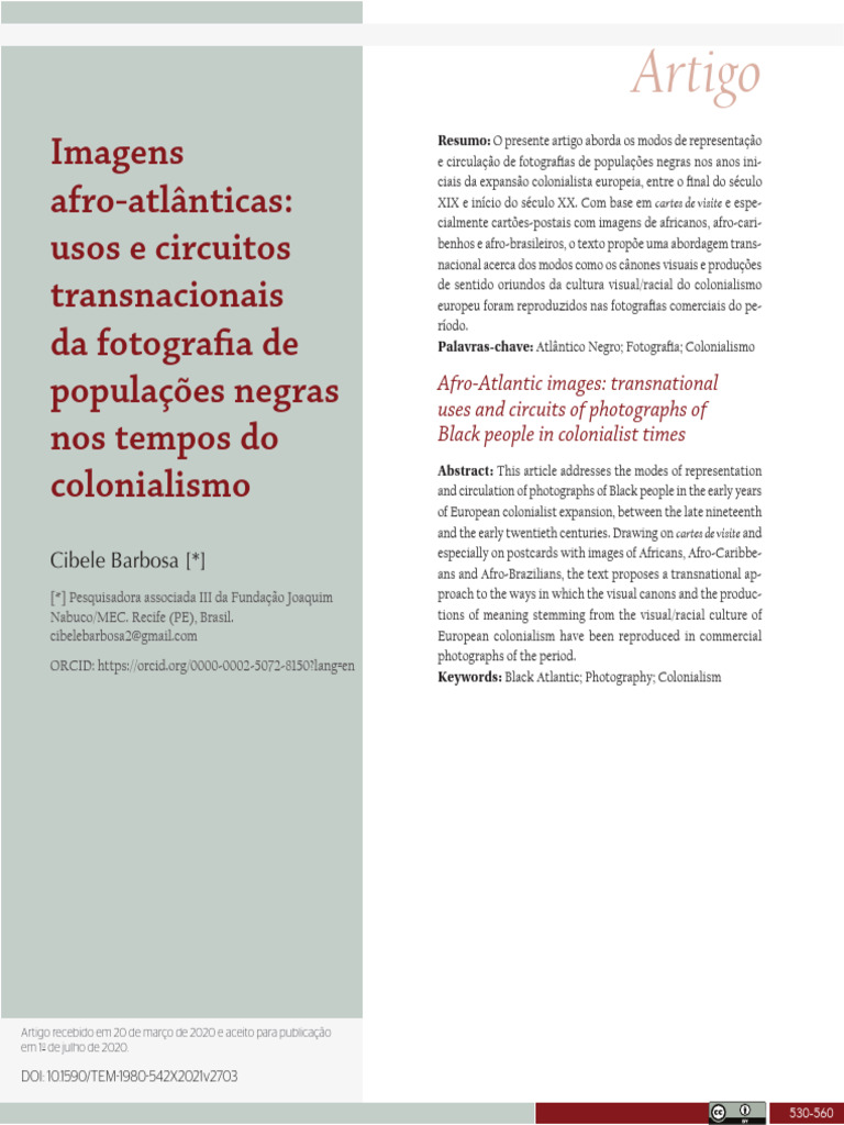 IMAGENS AFRO-ATLÂNTICAS - Usos e Circuitos Fotografias Negras | PDF ...