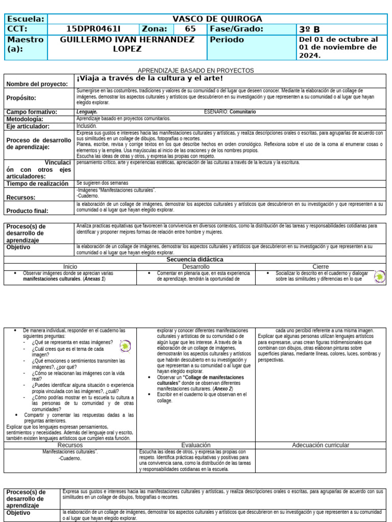PLANEACIÓN Octubre 3B | PDF | Evaluación | Collage