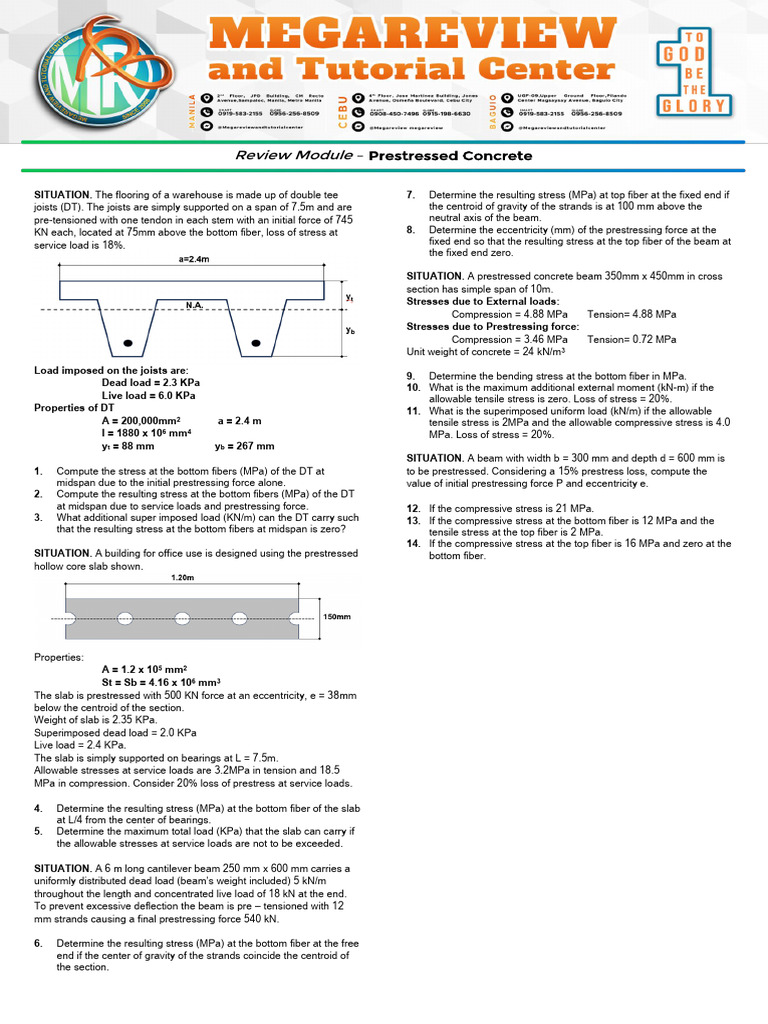Review Module 32-RCD 4B-Prestressed Concrete Design | PDF | Beam ...