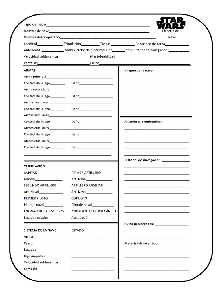Plantilla de Nave WEG Star Wars d6 | PDF