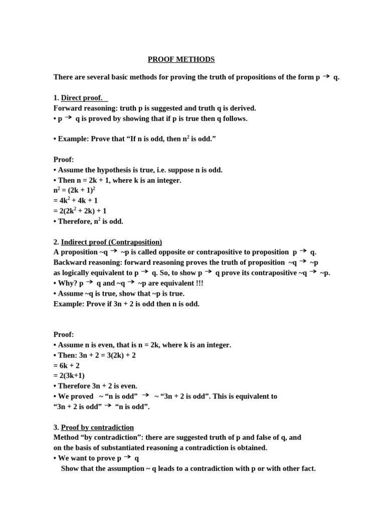 Proof Methods for Mathematical Propositions | PDF