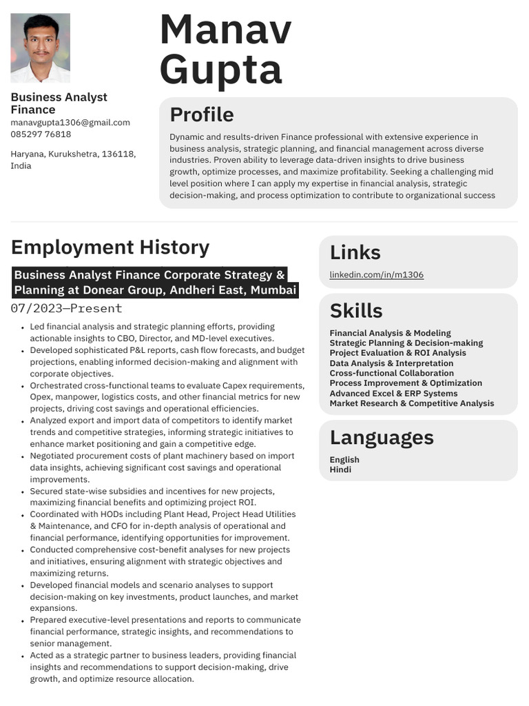 Manav - Gupta - Business - Analyst - Finance - pdf-1 | PDF | Strategic Management | Strategic ...
