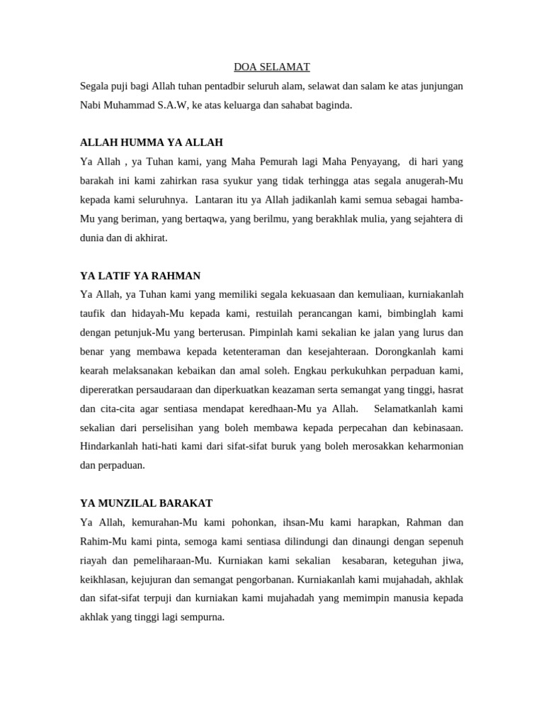 Doa Selamat | PDF