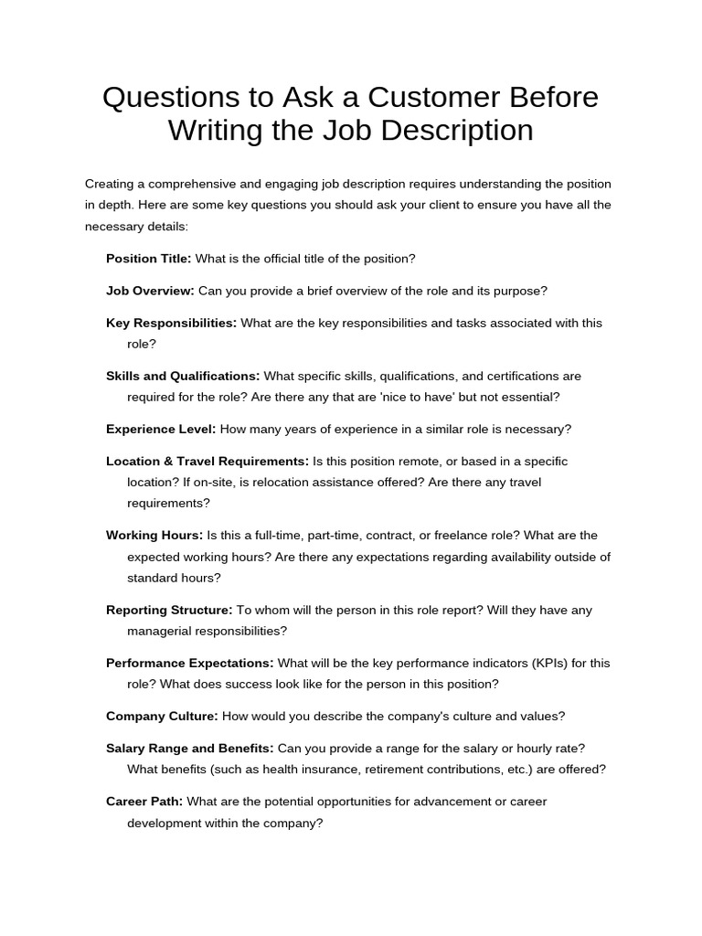 Essential Questions for Job Descriptions | PDF