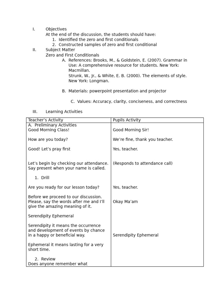 Lesson Plan in Demo Teaching DICEN | PDF | Clause | Adverb