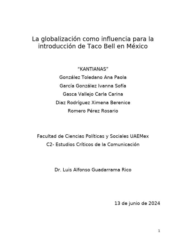 EnsayoFinaLTACOBELL_Kantianas_LAGR | PDF | de Texas y Mexico | Taco