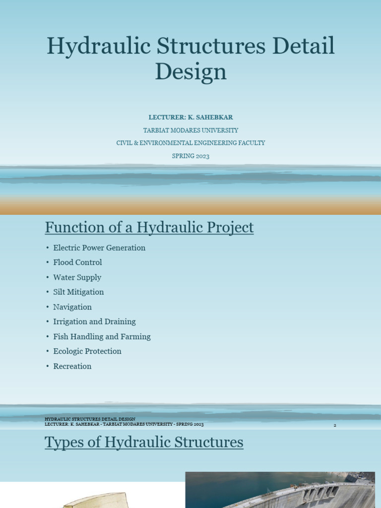 4012 Hydraulic Structures Detail Design - Sahebkar - Spring 2023 - 1 ...
