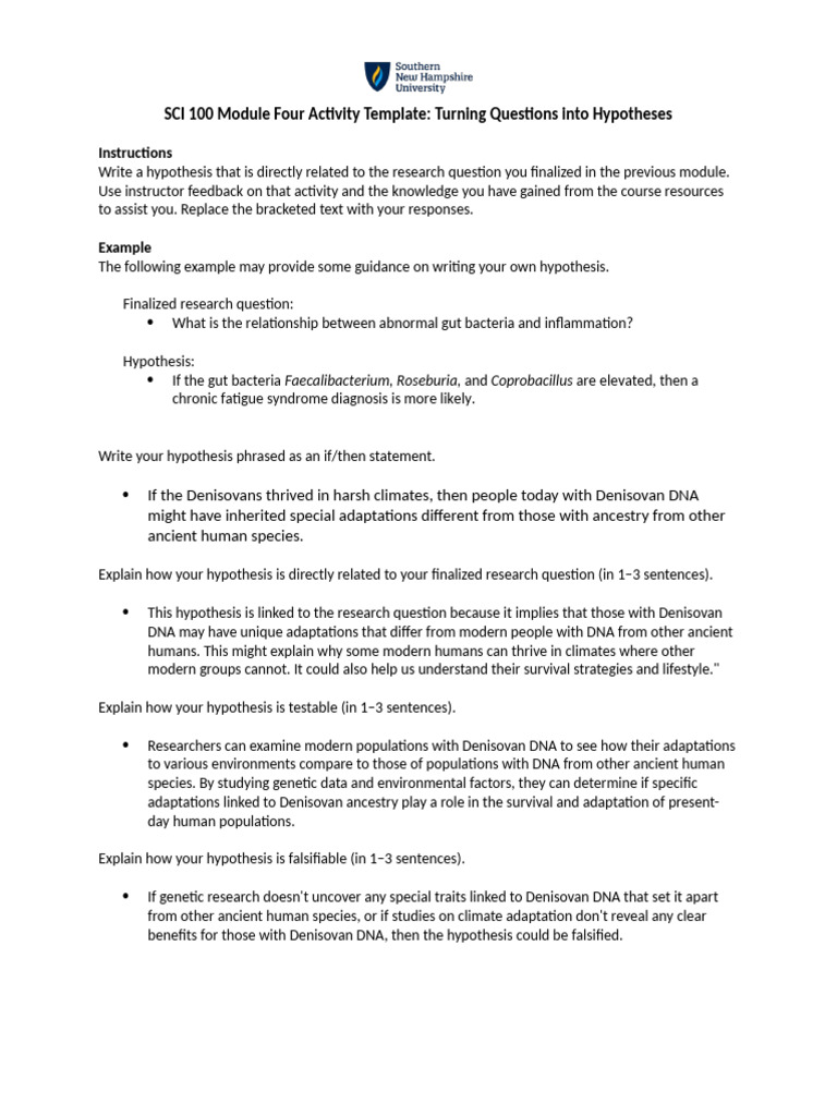 Crafting Testable Hypotheses in SCI 100 | PDF | Science & Mathematics