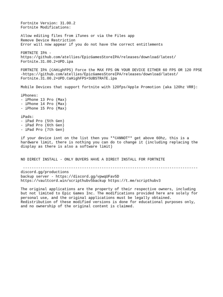 ScriptHub - Fortnite IPA | PDF