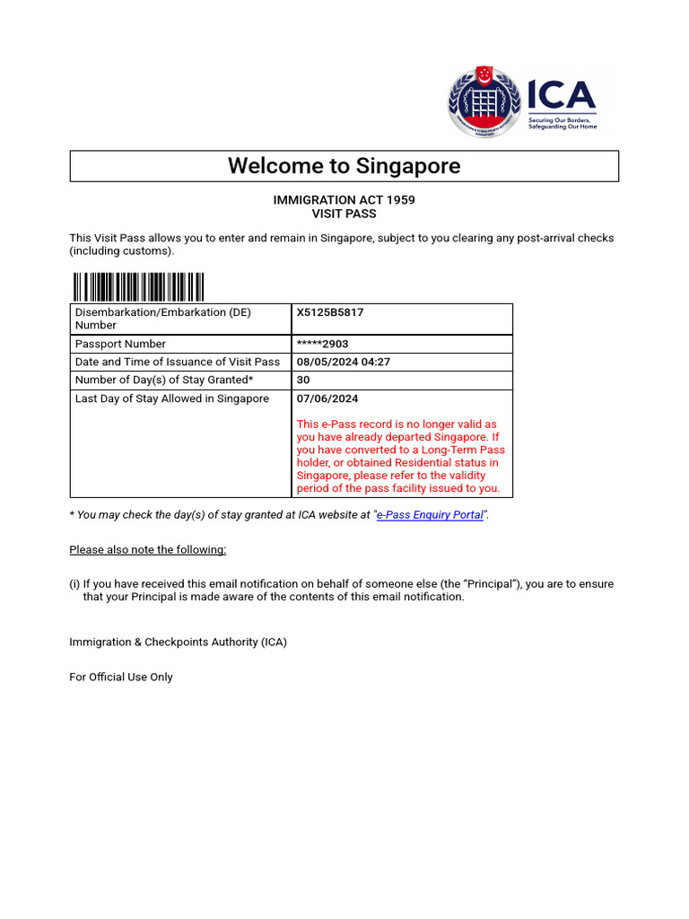 Epass - Singapore 08-05-2024 | PDF
