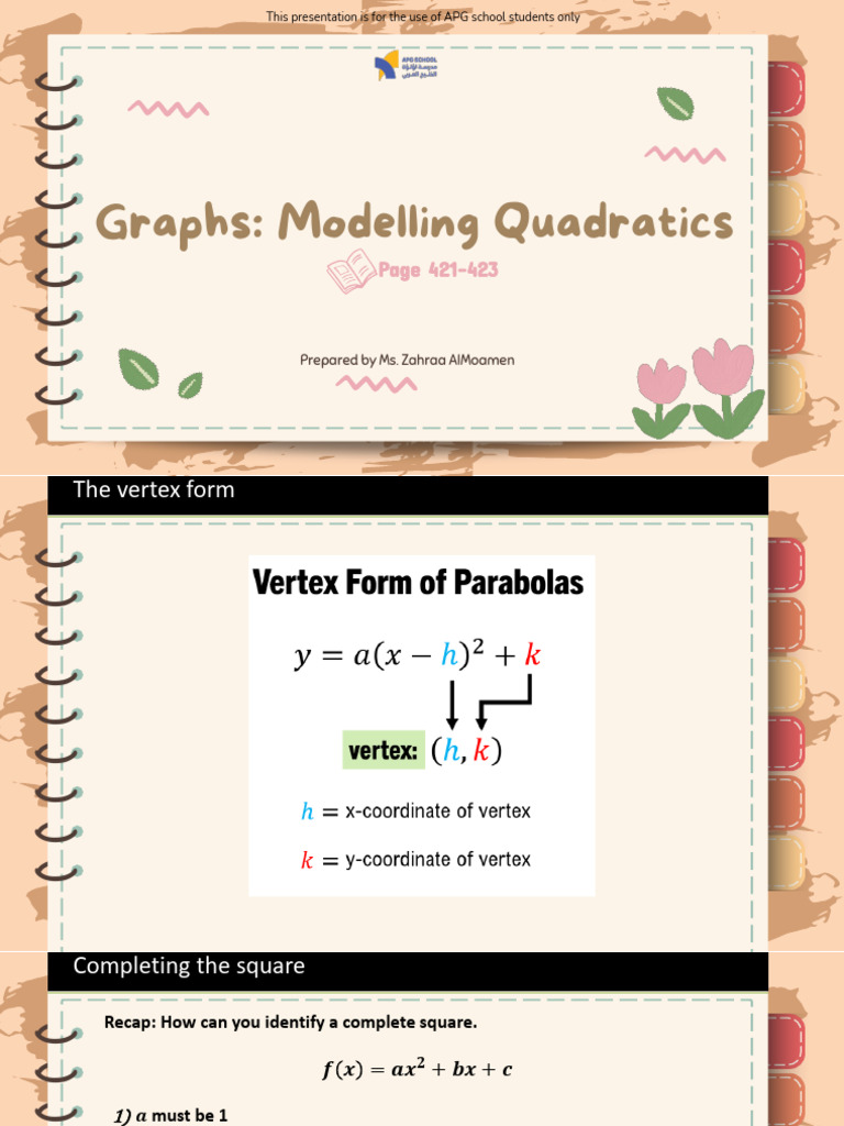 LESSON 6 Modelling Quadratics | PDF | Mathematics | Algebra