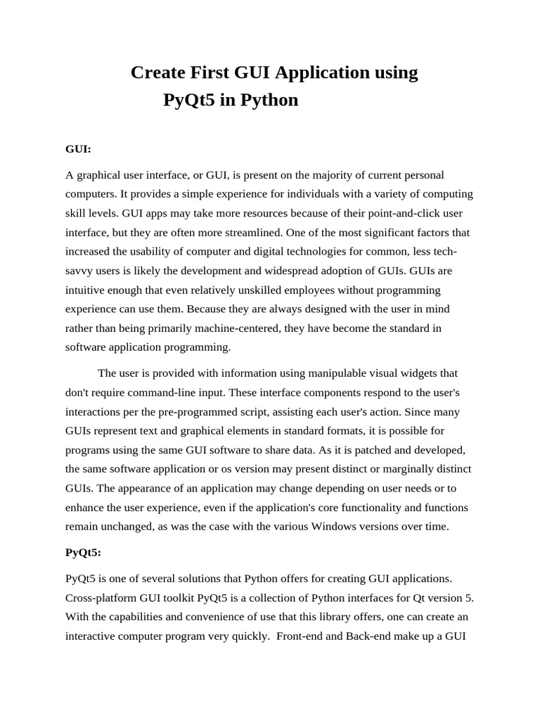 Create First GUI Application Using PyQt5 in Python | PDF | Graphical ... Create First GUI Application Using PyQt5 in Python | PDF | Graphical ...