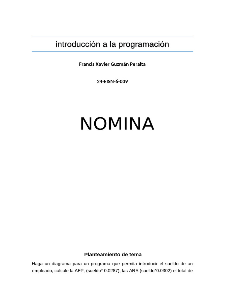 Programa de Nomina | PDF