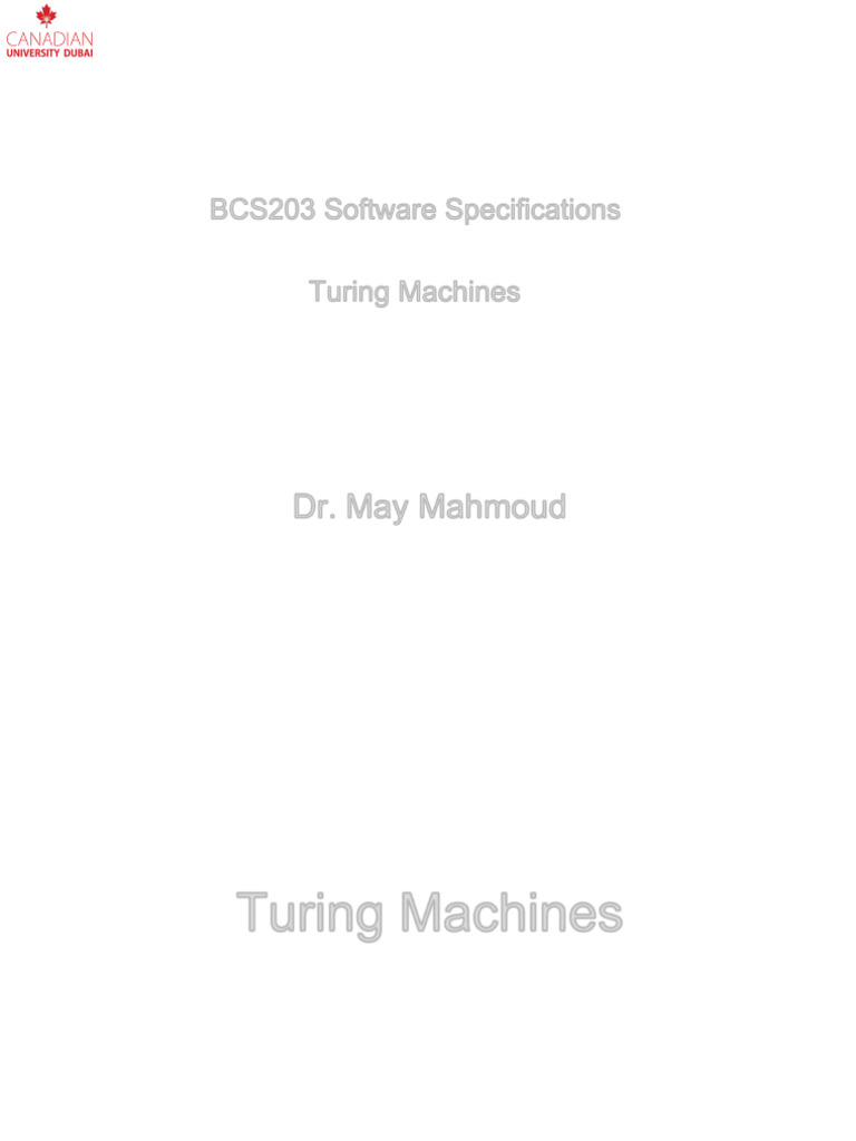 13BSC203 Turing Machine | PDF | Syntax (Logic) | Metalogic