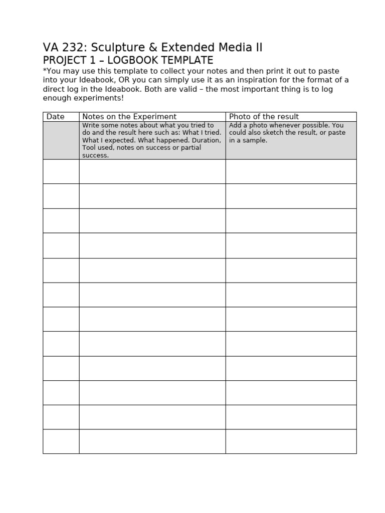 232 Logbook Template | PDF