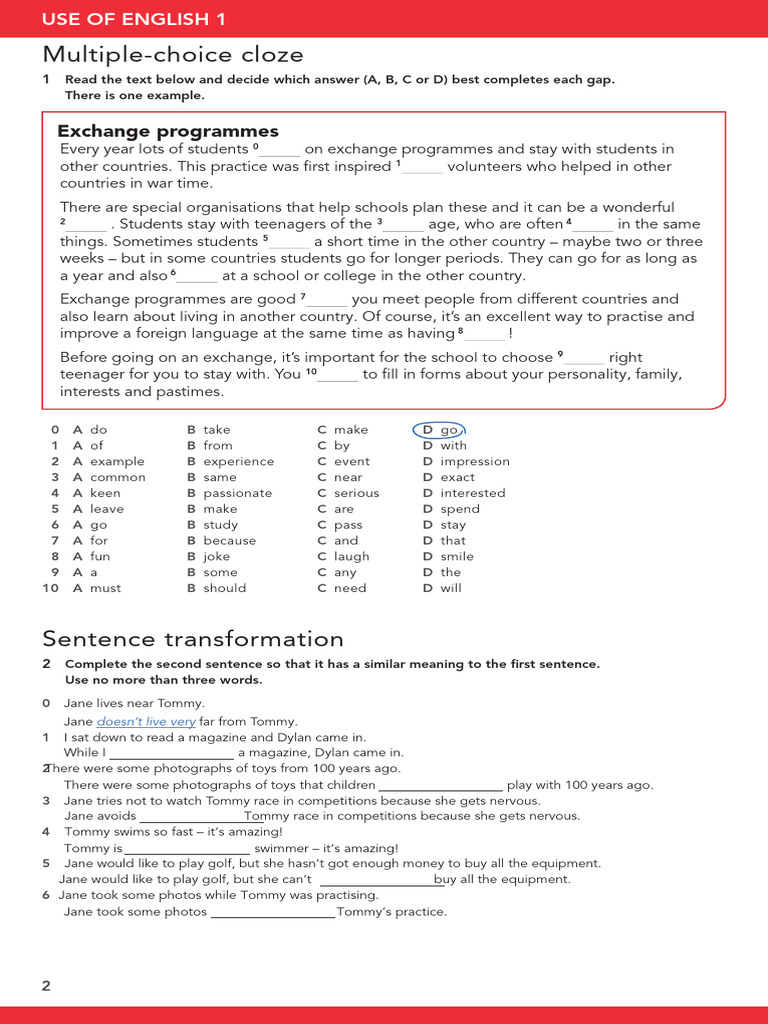 Use of English 1 | PDF | Part Of Speech | Grammar